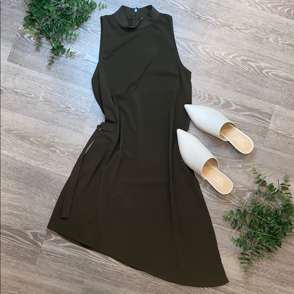 Monteau | Dresses | Monteau Asymmetrical Side Belted High Neck Dress ...